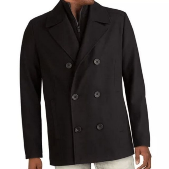 Kenneth Cole Reaction | Jackets & Coats | Kenneth Cole Reaction Black Wool Blend Pea Coat | Poshmark